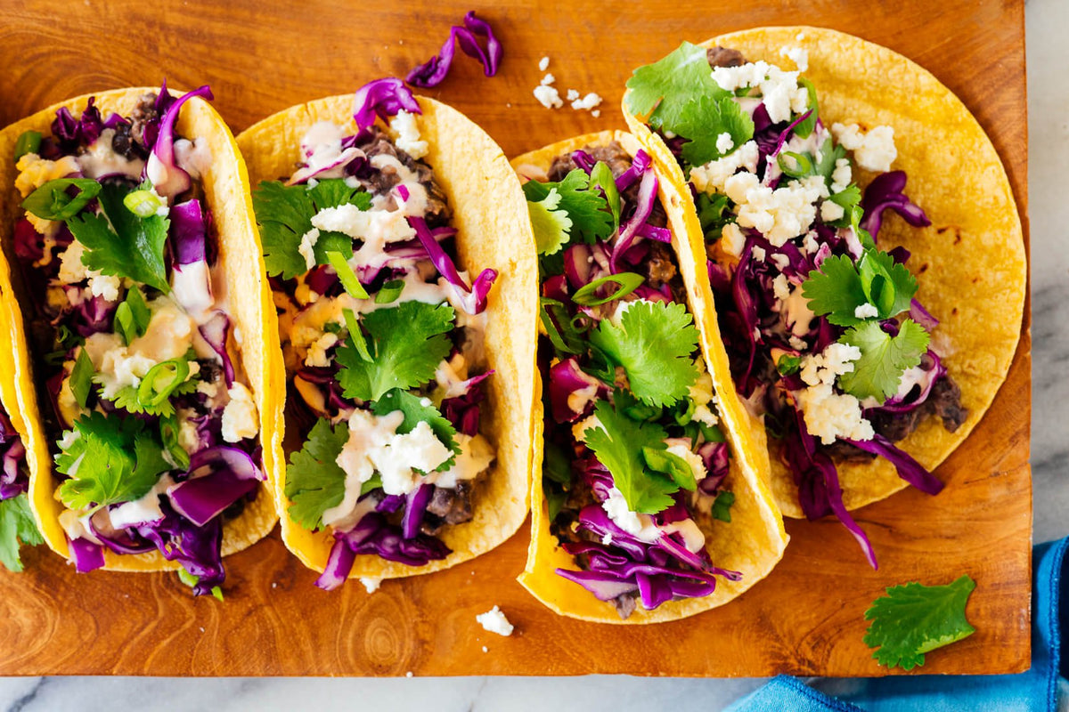 Cabbage Slaw Tacos with Black Beans & Feta - Easy Recipe - Wong Bok ...
